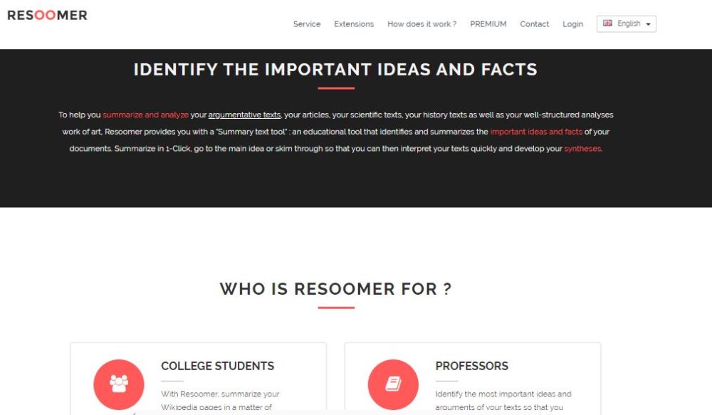 Resoomer: Your easy online companion to summarize huge volume texts